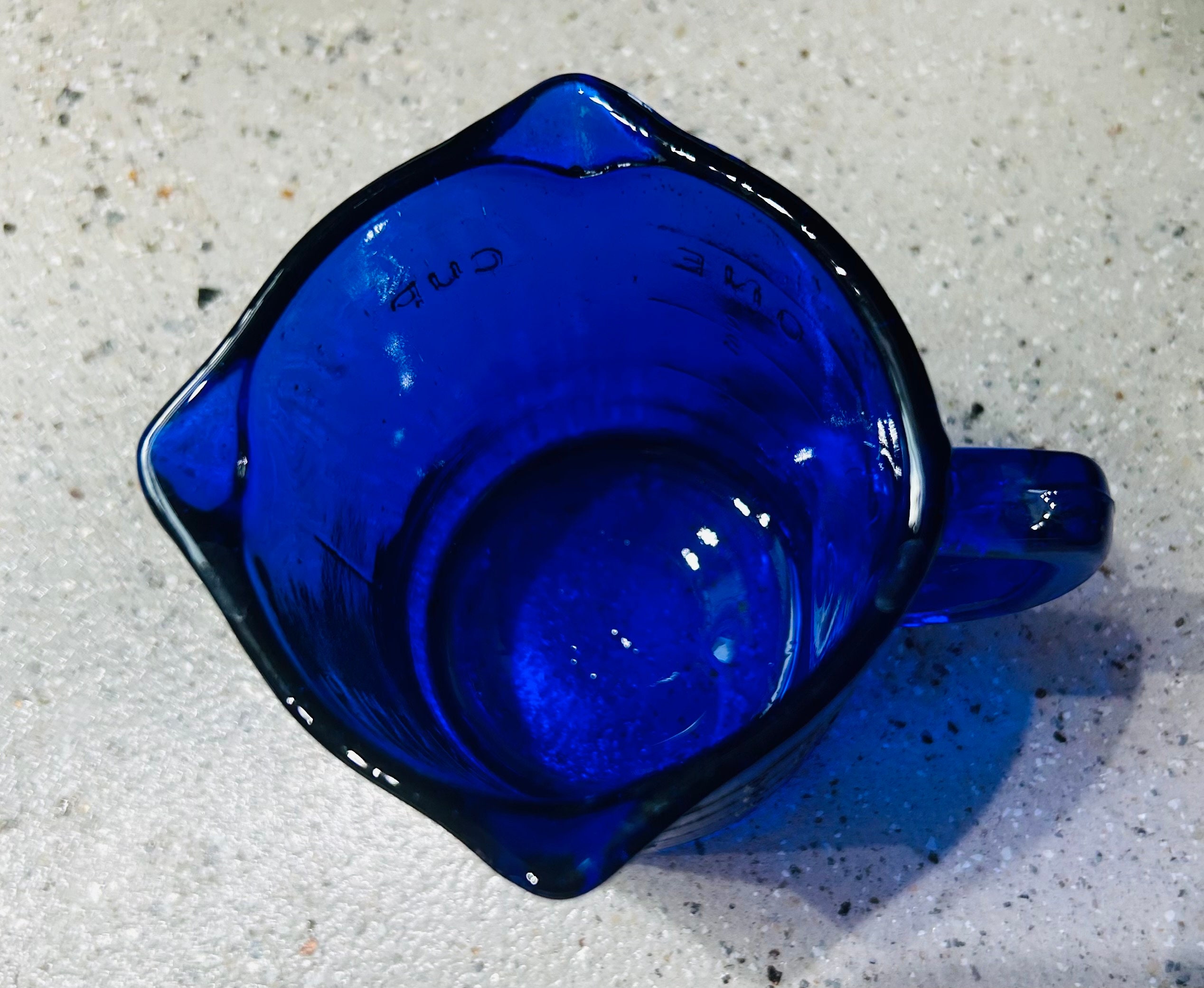 Vintage Cobalt Blue Glass Measuring Cup - Etsy