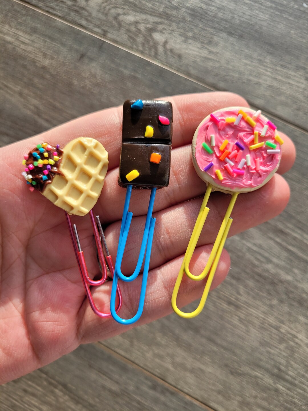 3 Paper Clip Bookmark Food Sugar Cookie Cosmic Brownies Waffle Heart ...