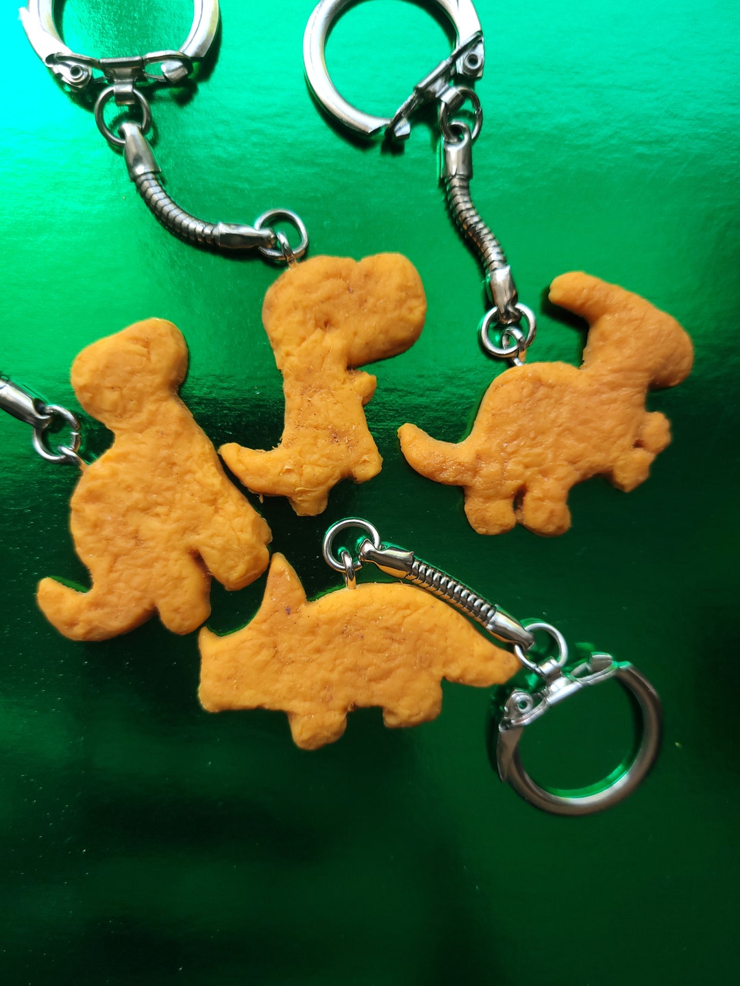 Dino Nugget Keychain Polymer Clay Food Chicken Nugget Dinosaur T-rex ...