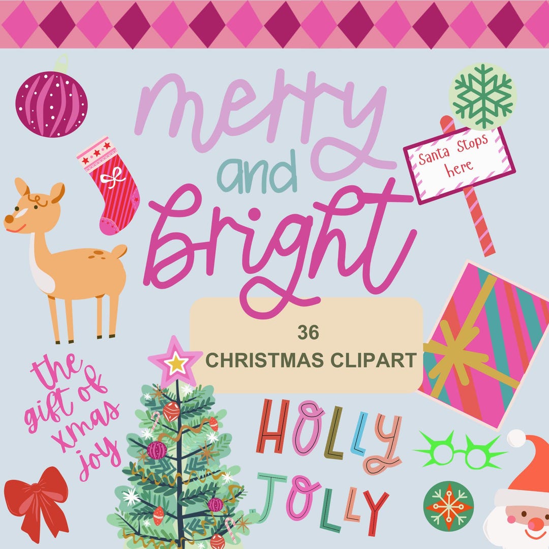 Christmas Character Clip Art Set: Merry & Bright Graphics (digital ...