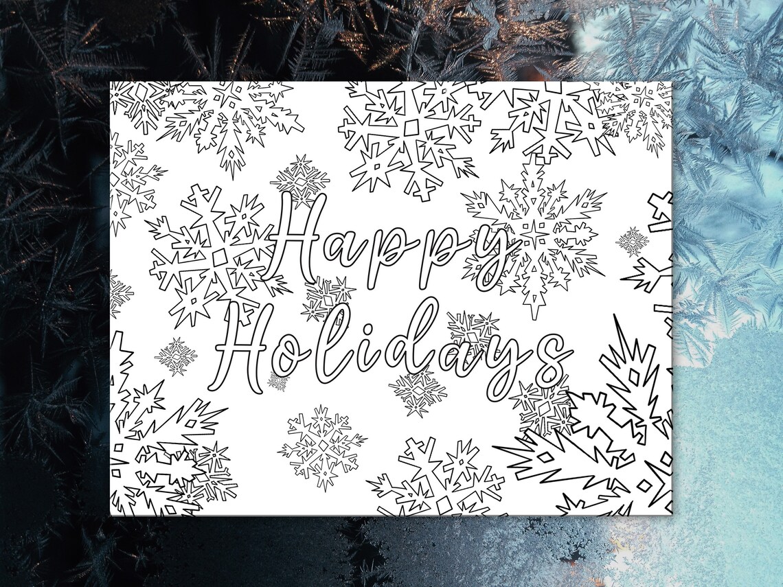 Happy Holidays Coloring Page Digital Download 8.5x11 - Etsy