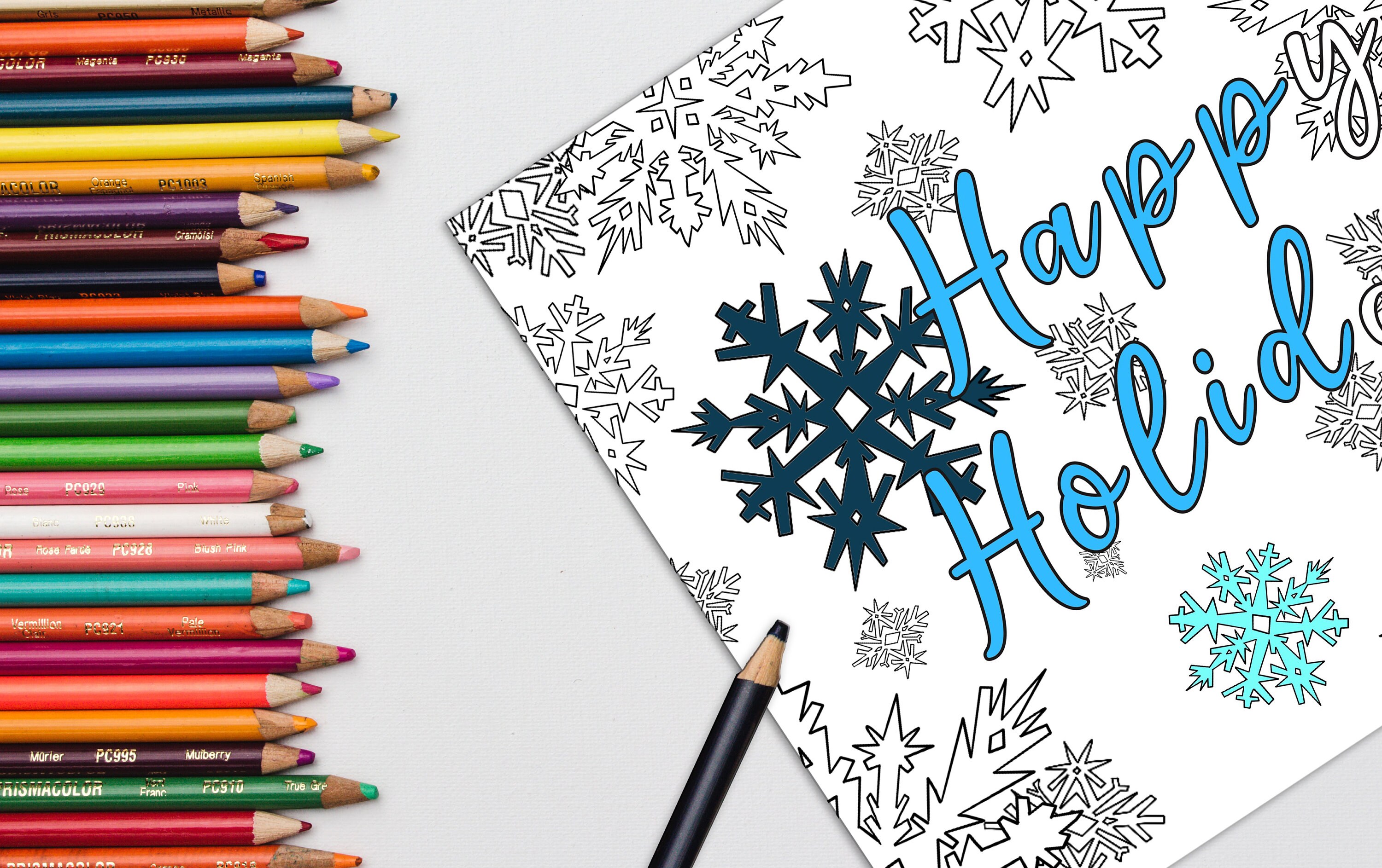 Happy Holidays Coloring Page Digital Download 8.5x11 - Etsy