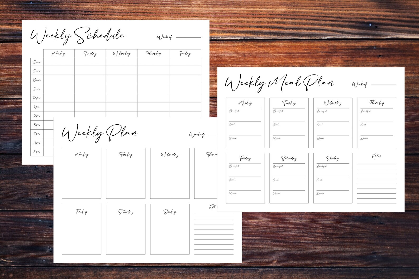 Weekly Planner, Weekly Schedule, Weekly Meal Plan Set, Digital Download ...