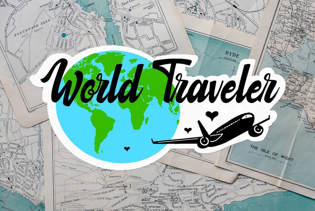 World Traveler, 3 Length Sticker, Laptop Sticker, Water Bottle Sticker ...