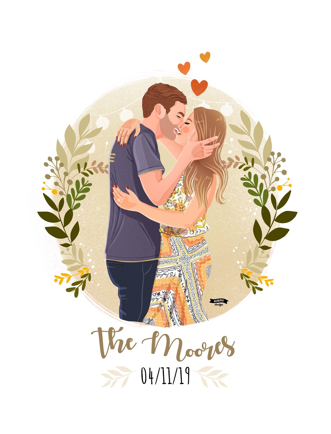 Custom Couple Illustration, Personalized Hand-drawn Portrait, Gifts for ...