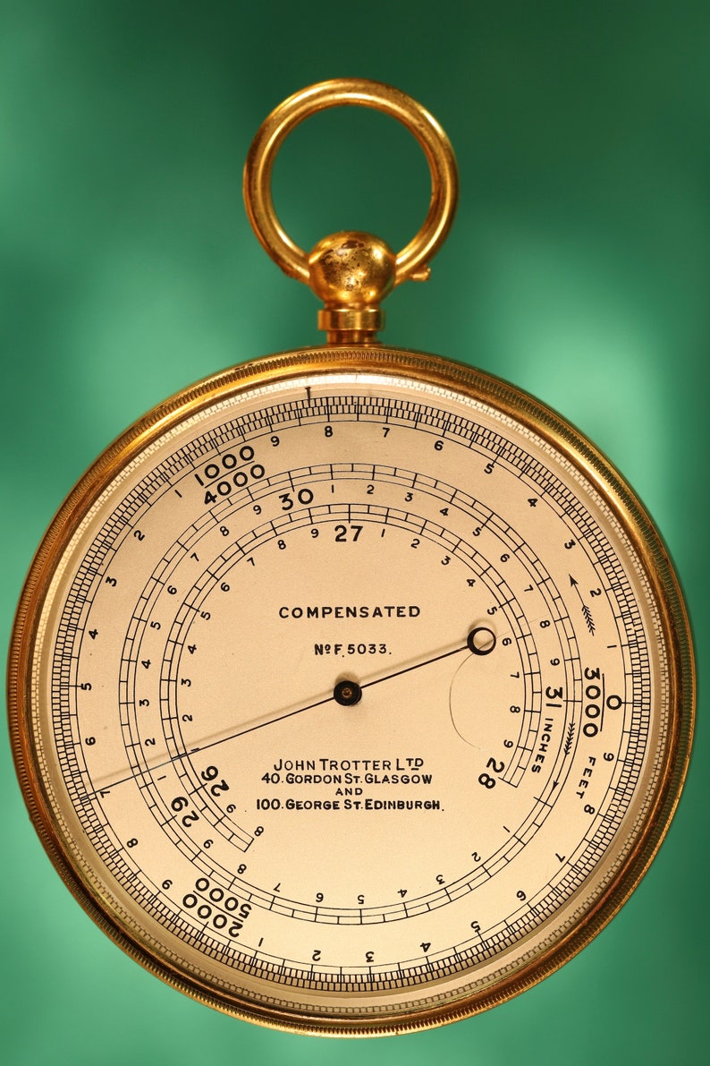 Antique Double Rotation Pocket Altimeter Barometer by Short & Mason No ...