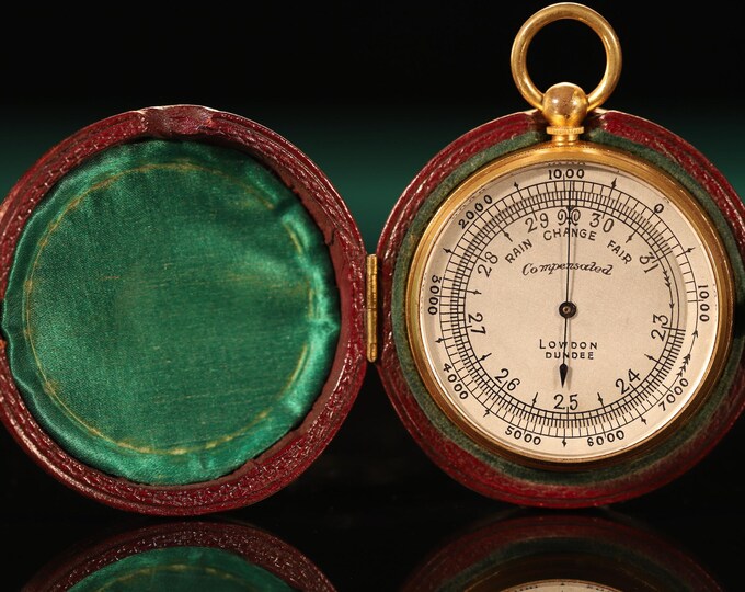 Antique Pocket Barometer by Francis Barker Retailed by Lowdon Dundee in ...