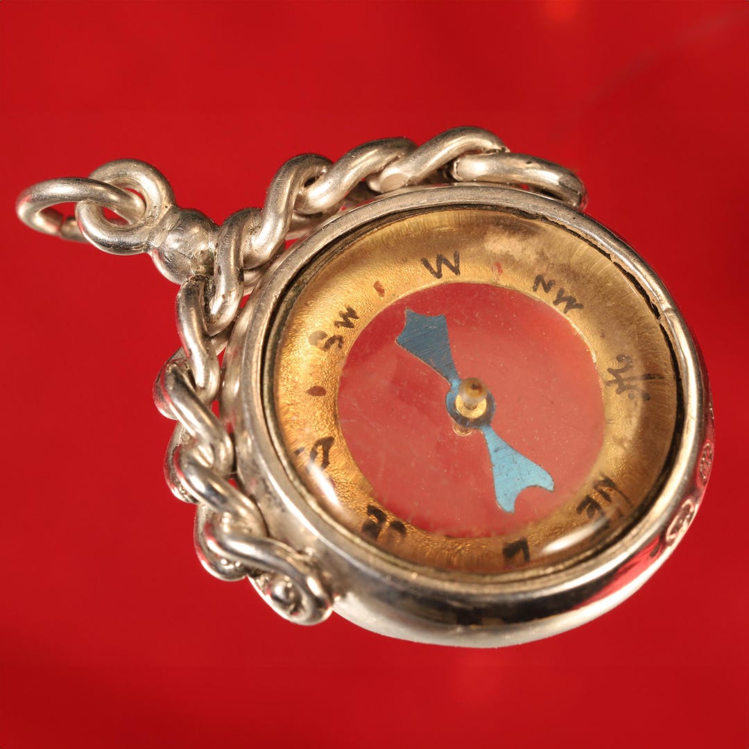 Victorian Silver Transparent Compass Fob Charm Pendant C1886 - Etsy UK