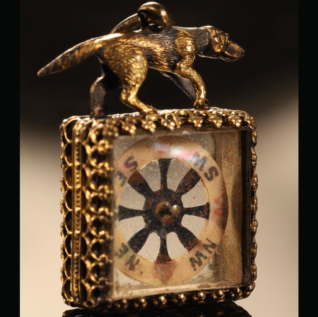 Victorian Silver Gilt Dog Compass Charm or Fob - Etsy