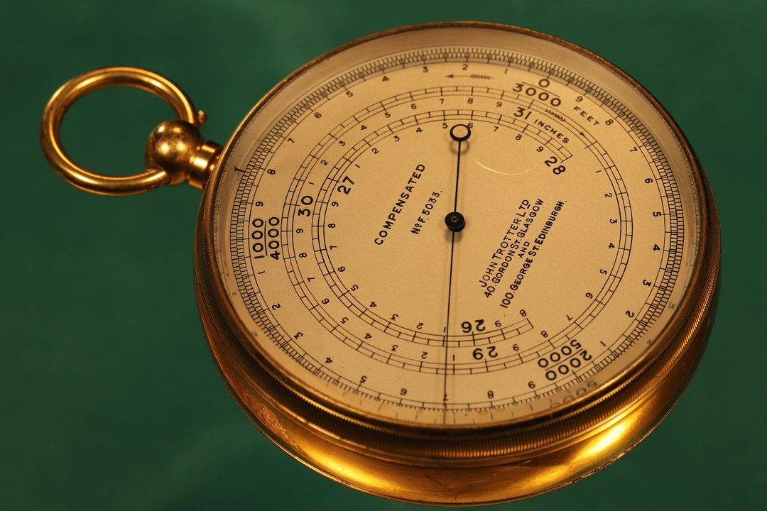 Antique Double Rotation Pocket Altimeter Barometer by Short & Mason No ...