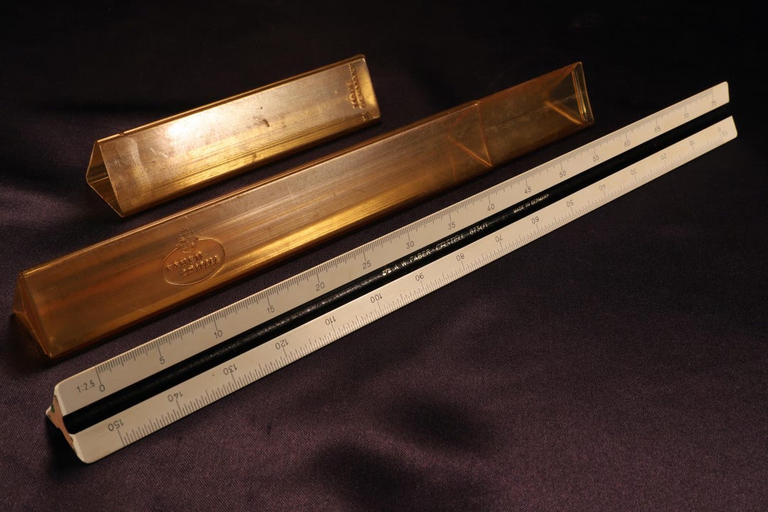Vintage AW Faber Castell Triangular Scale Ruler 873c/f in Case C1960s ...