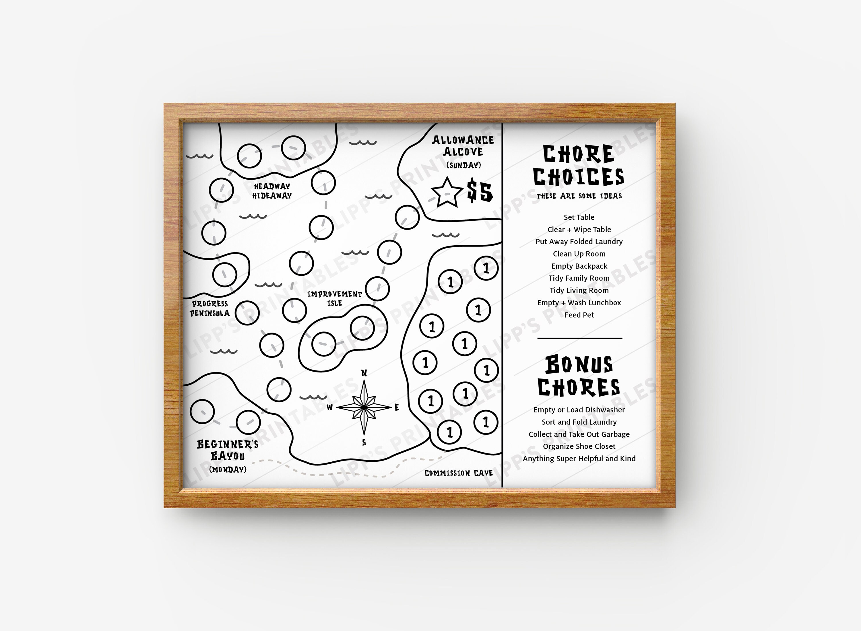 Allowance and Chore Chart Tracker, Nautical Board Game color Black ...