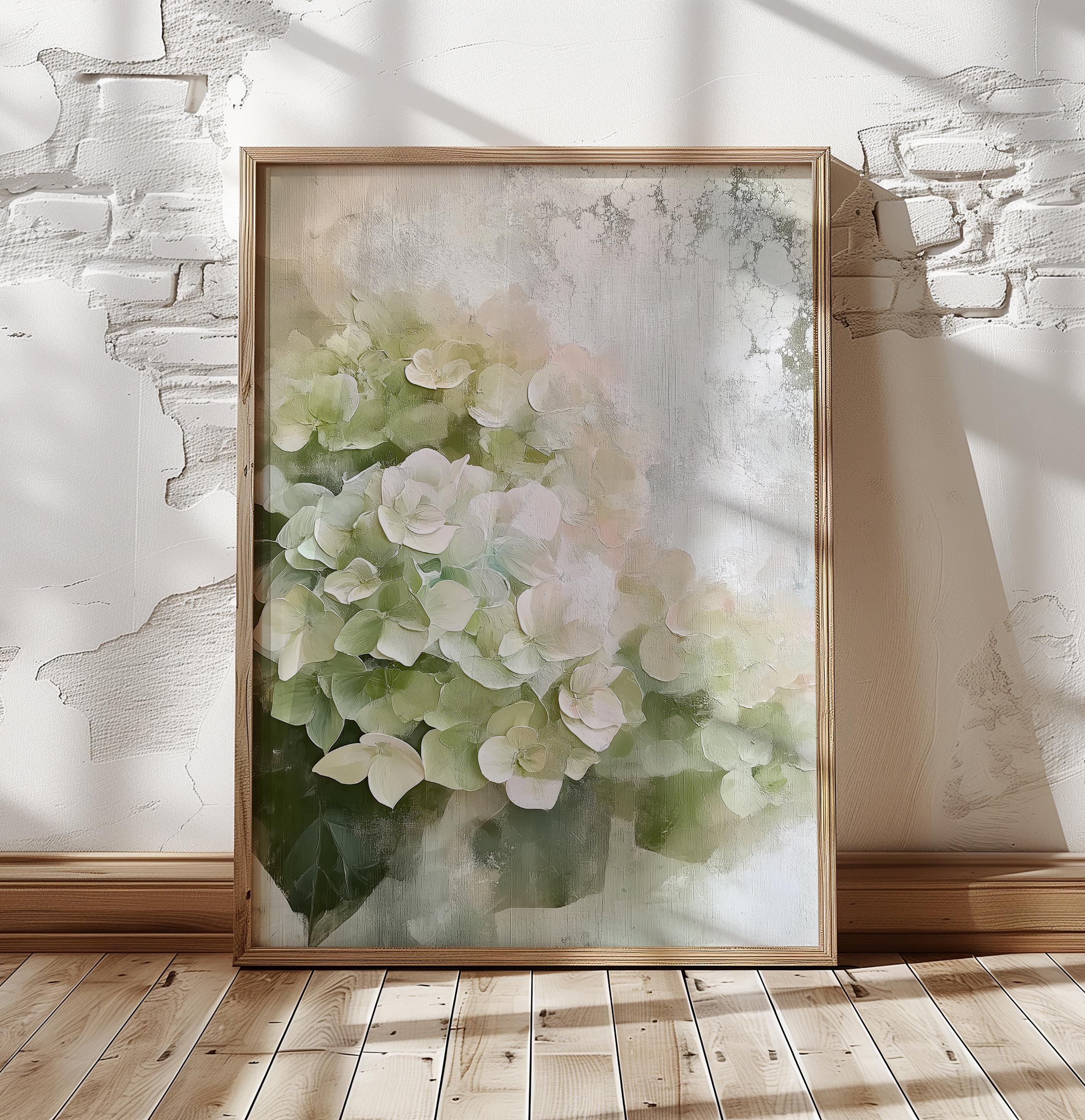 Set of 3 Green Hydrangea Prints, Abstract Hydrangea Print, Abstract ...