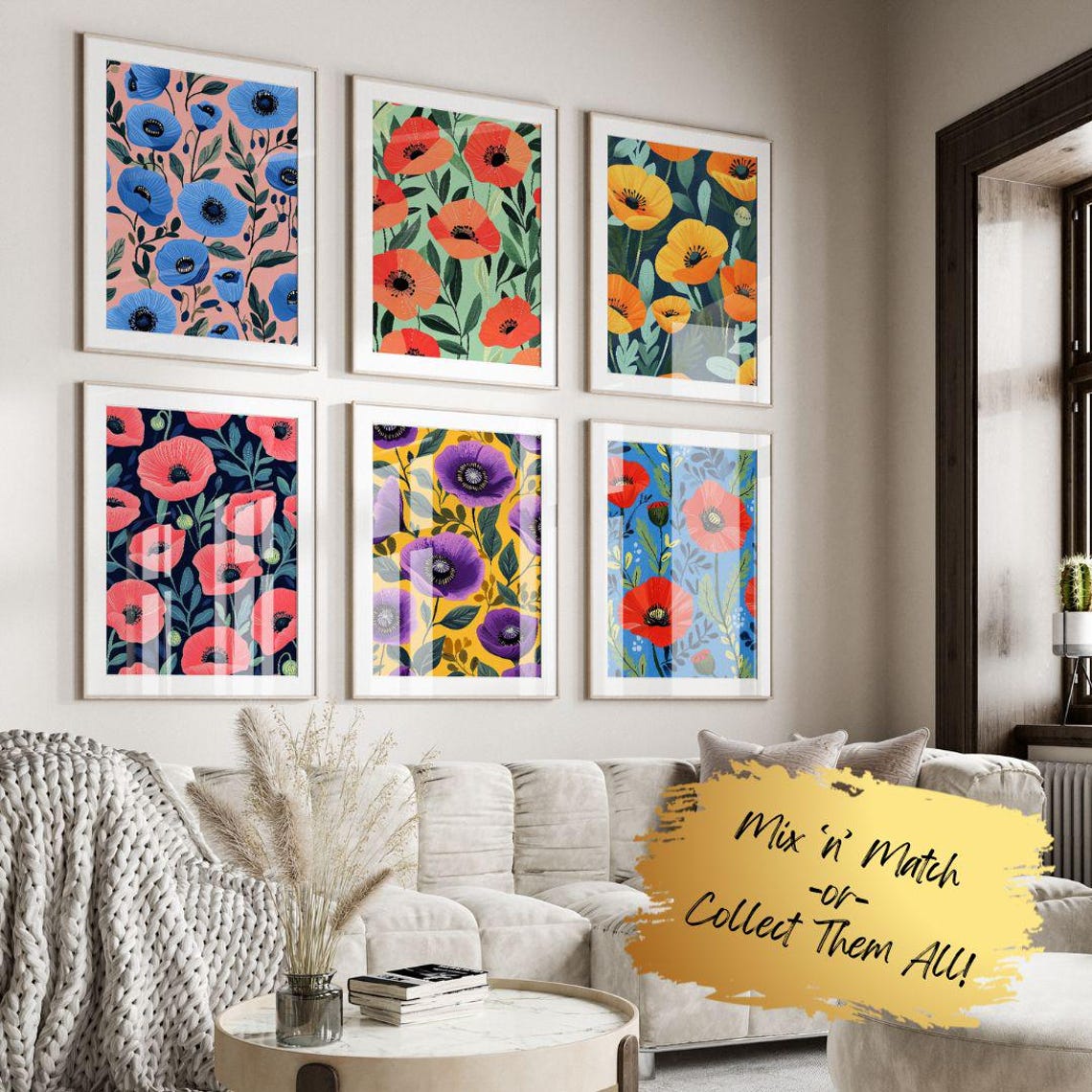 Yellow Poppy Wall Art, Yellow Poppy Print, Marimekko-style Poppy Print ...