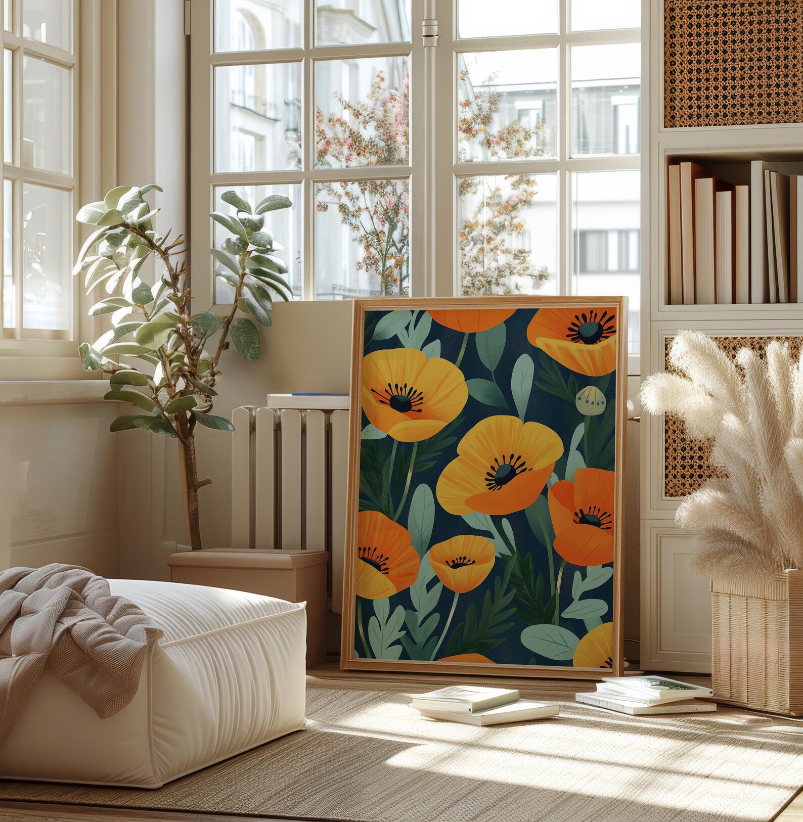 Yellow Poppy Wall Art, Yellow Poppy Print, Marimekko-style Poppy Print ...