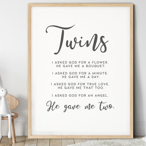Twin Girl Boy Poem Print Twin Nursery Wall Art /01 - Etsy