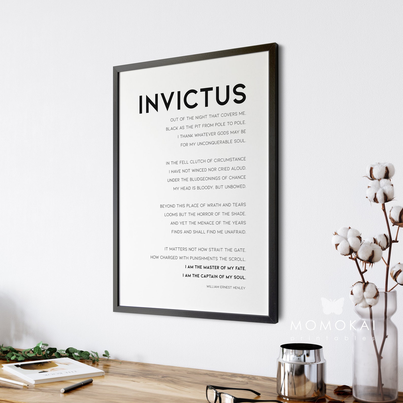 Invictus Poem Print by William Ernest Henley, Invictus I Am the Master ...