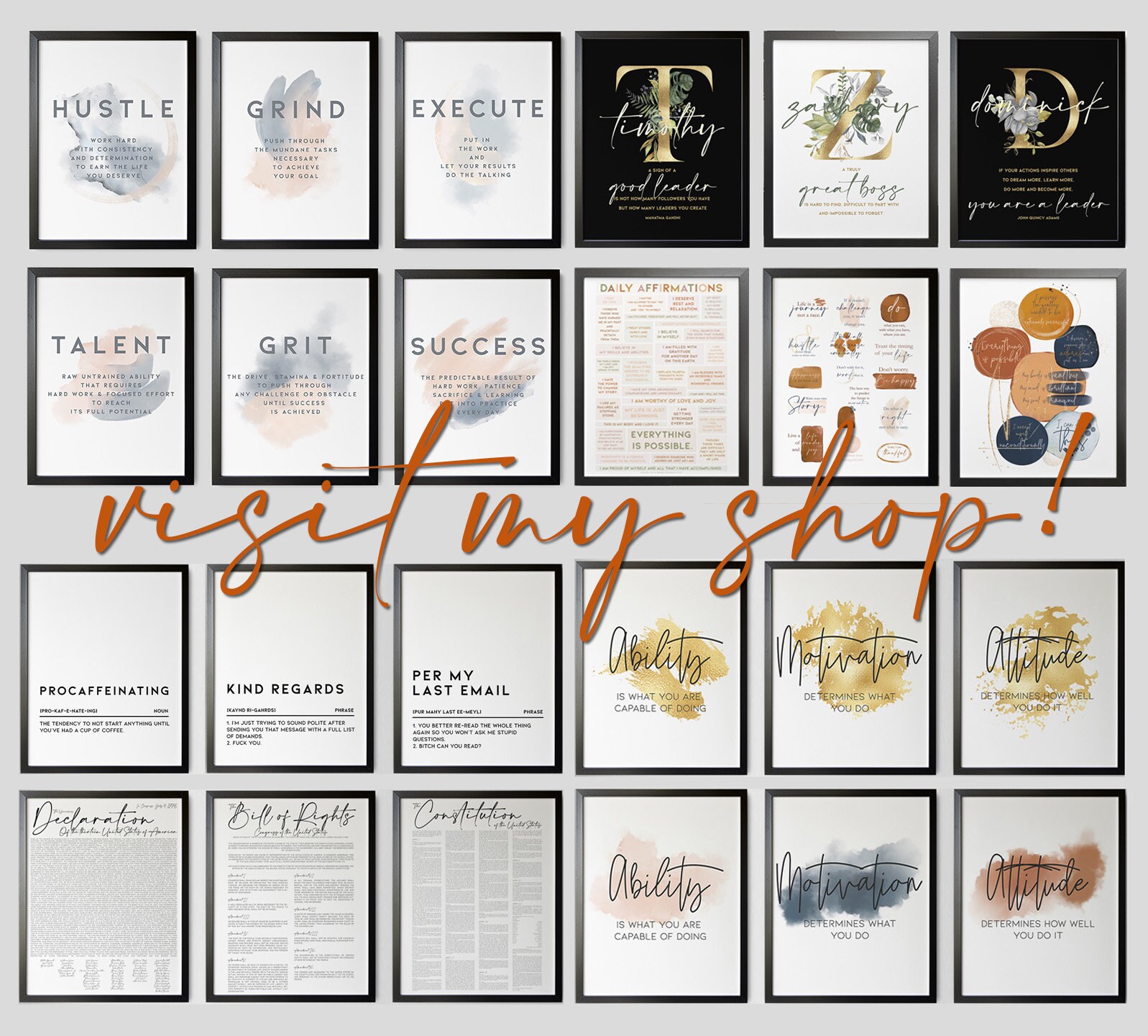 Daily Affirmations Printable Poster Encouragement Mantras | Etsy