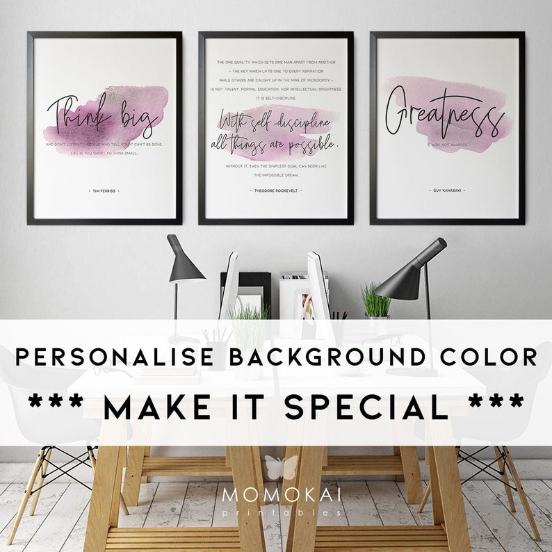 Personalised Office Set of 3 Custom Office Wall Art Home - Etsy
