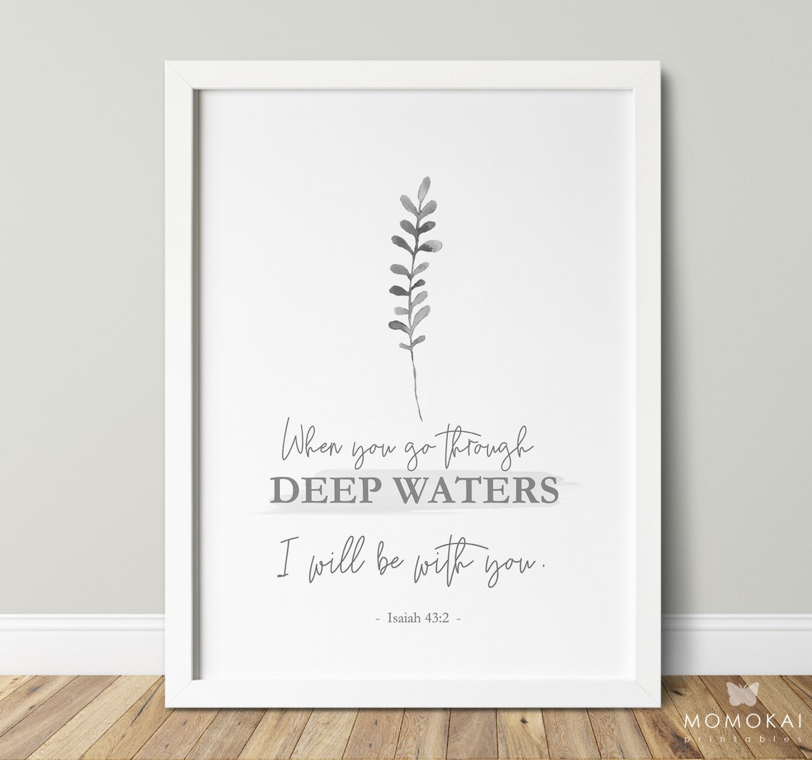 Isaiah 43:2 Printable Go Through Deep Waters Bible Verse | Etsy
