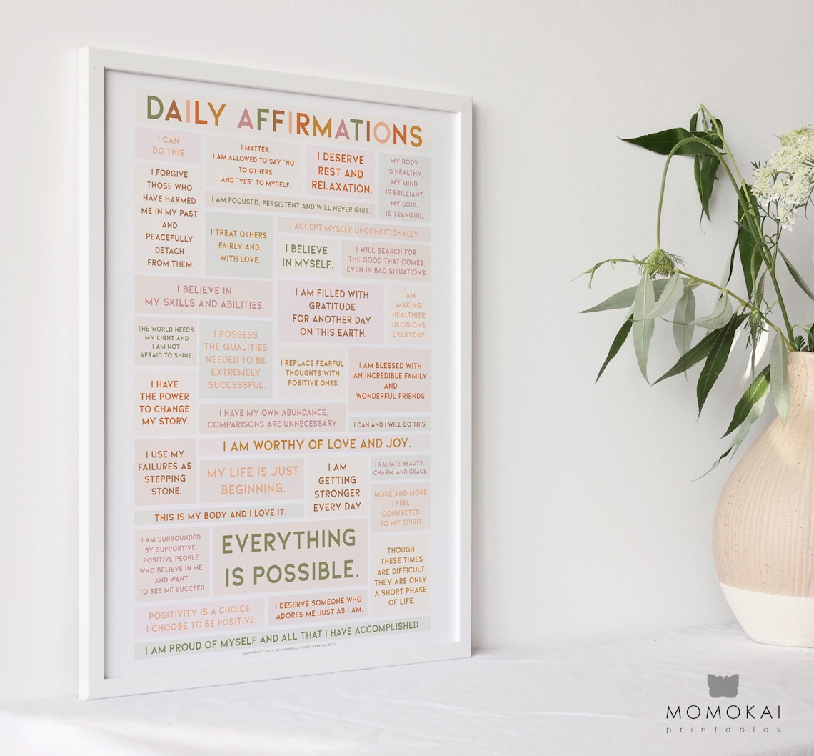 Daily Affirmations Printable Poster Encouragement Mantras - Etsy