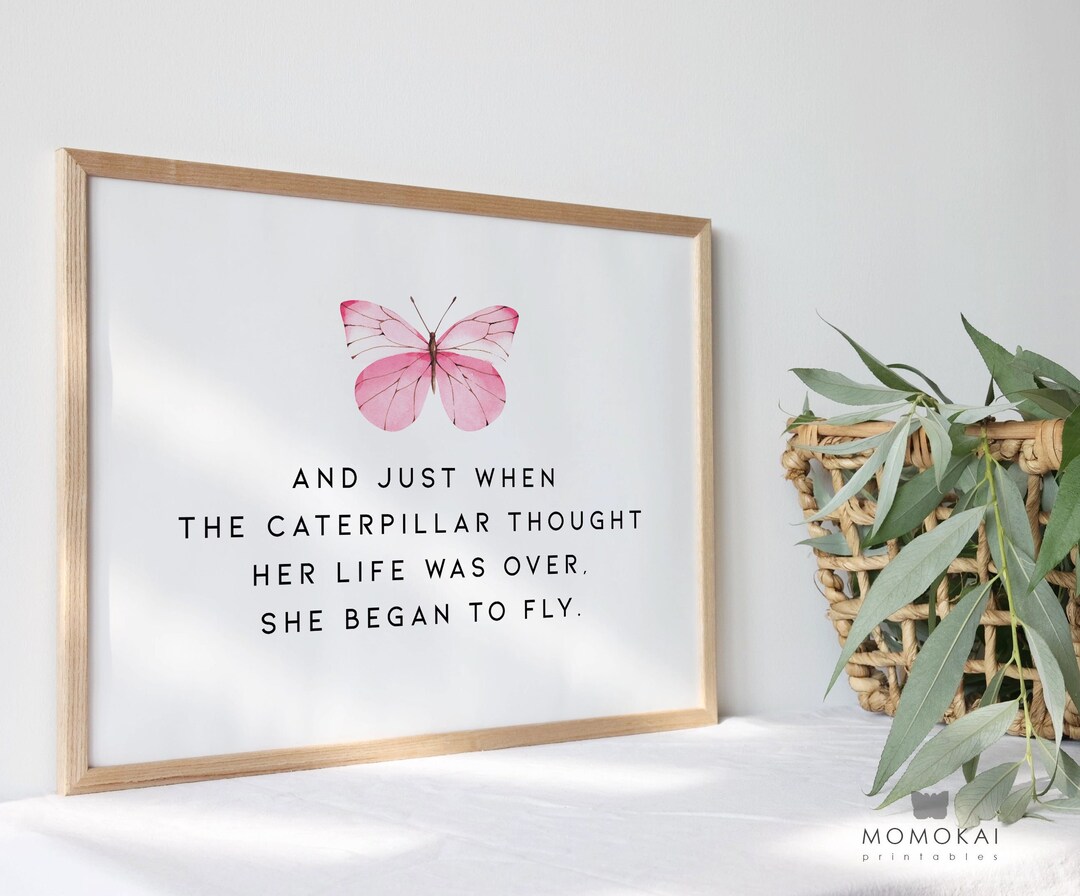 Woman Butterfly Motivational Quote Print, Butterfly Printable Wall Art ...