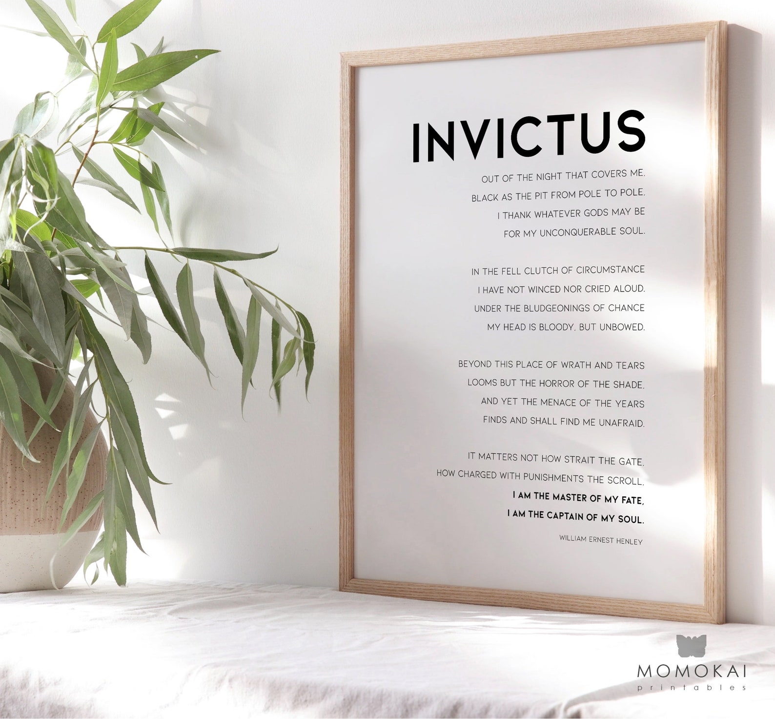Invictus Poem Print by William Ernest Henley, Invictus I Am the Master ...