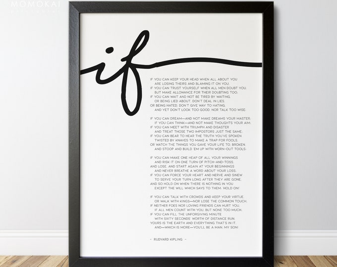 If by Rudyard Kipling 8x10 Instant Printable Download File ...