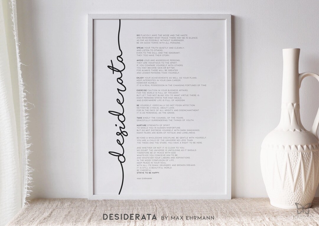 Desiderata Printable Wall Art, Poem by Max Ehrmann, Desiderata Poem ...