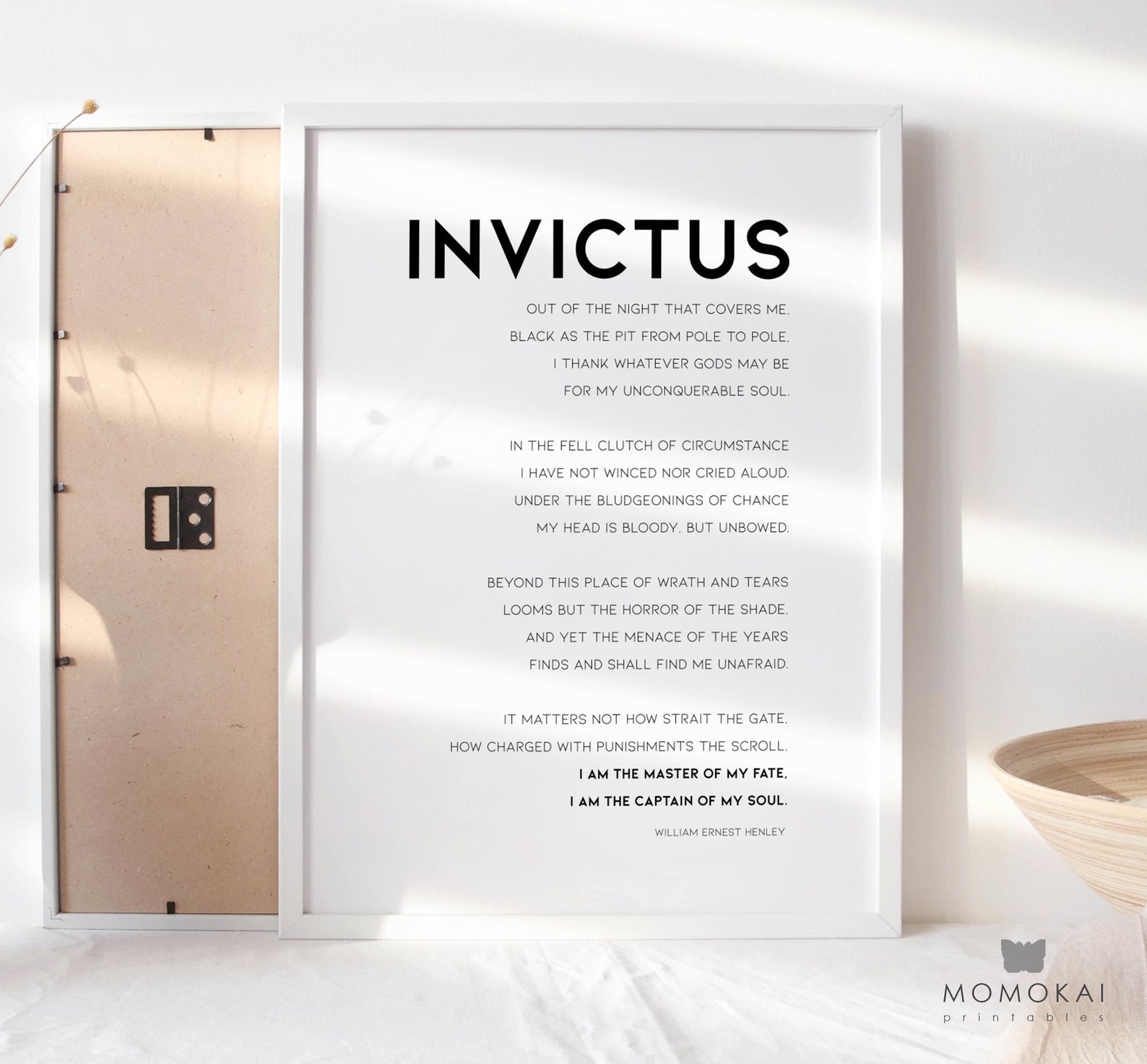 Invictus Poem Print by William Ernest Henley, Invictus I Am the Master ...