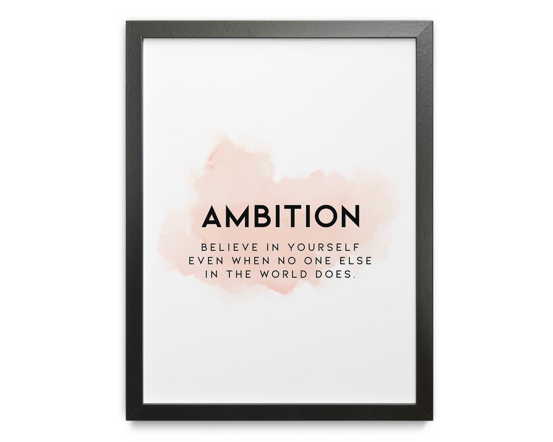 Ambition Definition Print, Blush Pink Watercolor, Office Wall Art for ...