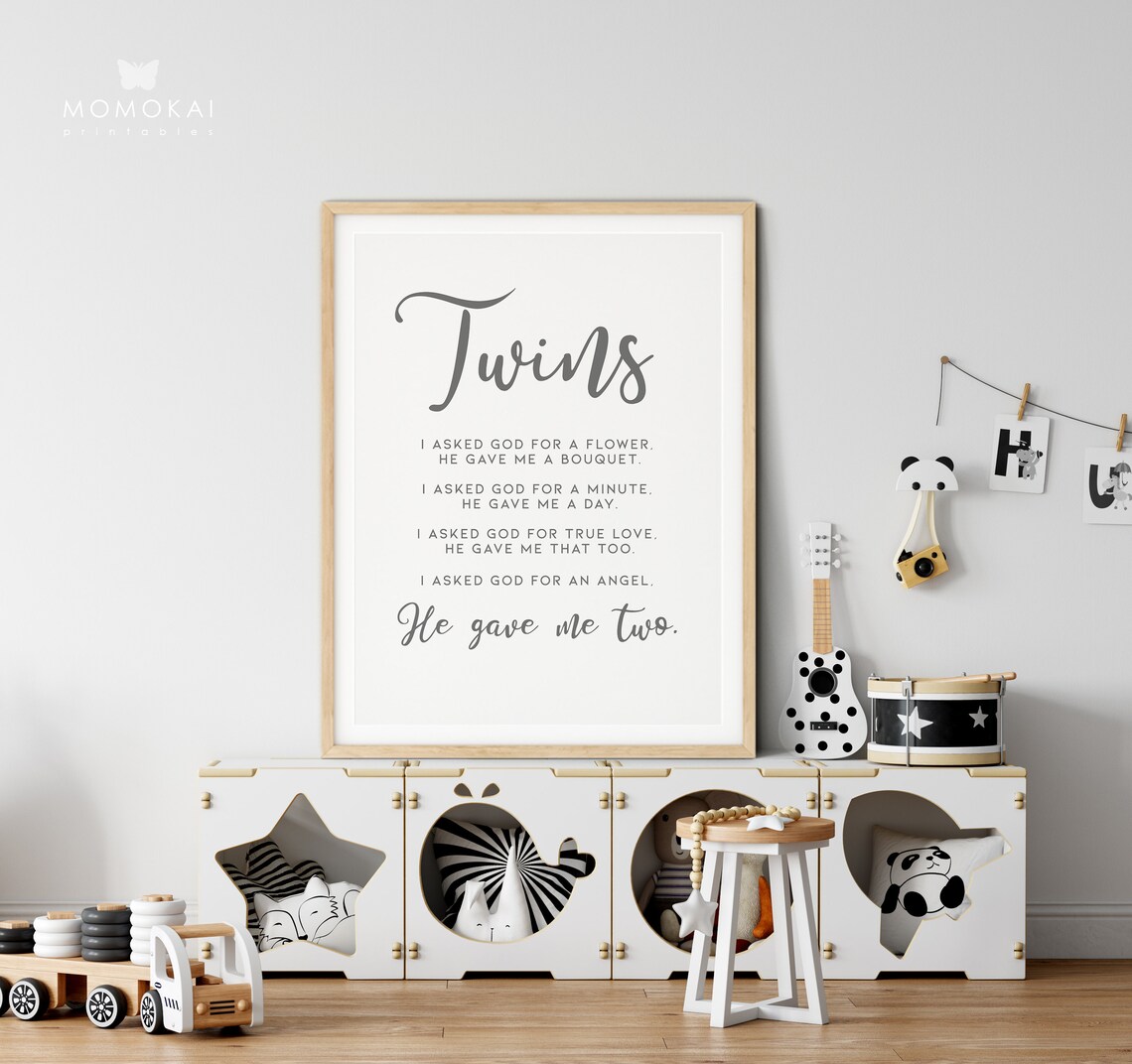 Twin Girl Boy Poem Print Twin Nursery Wall Art /01 - Etsy