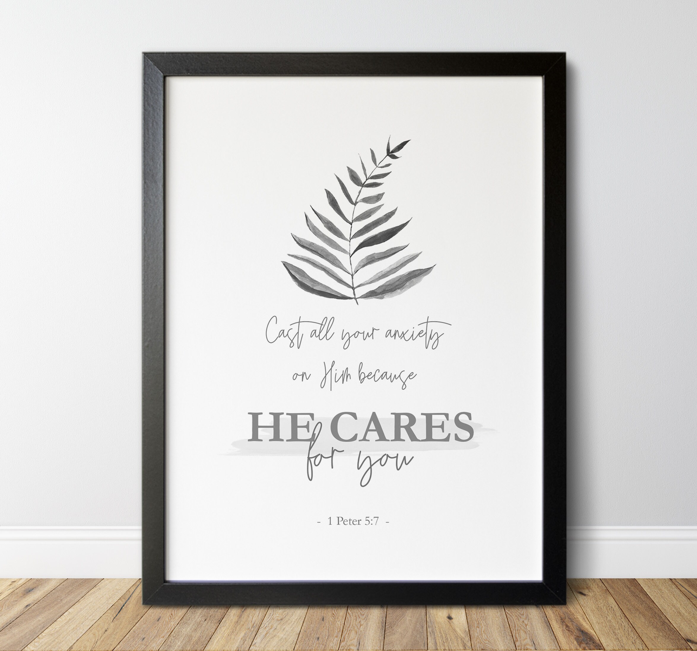 1 Peter 5:7 Verse He Cares For You Printable Bible Verse | Etsy