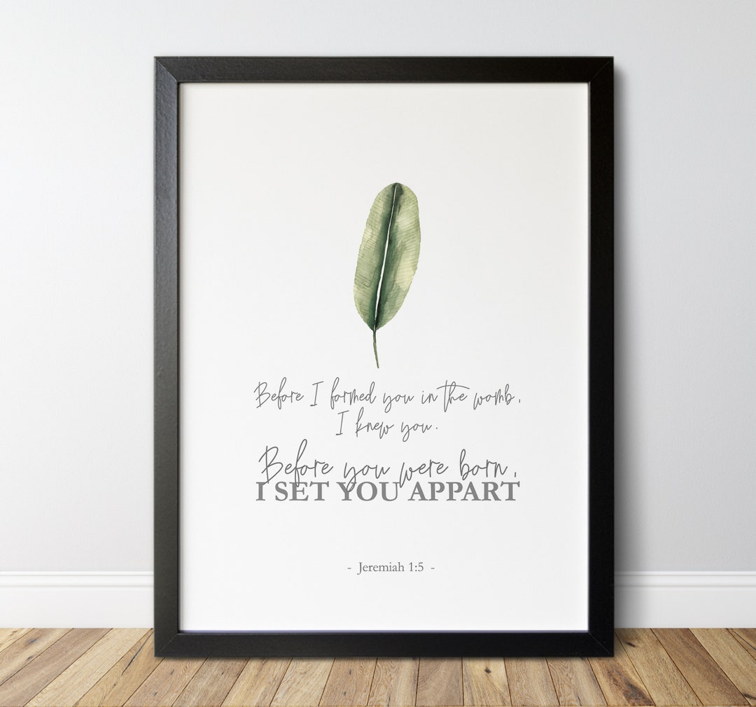 Jeremiah 1:5 Bible Verse Print, Green Leaf Scripture Art (digital ...