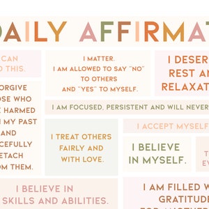 Daily Affirmations Printable Poster Encouragement Mantras | Etsy