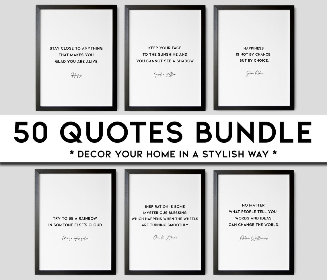 Famous Quotes Bundle 50 Sayings about Happiness Love and | Etsy