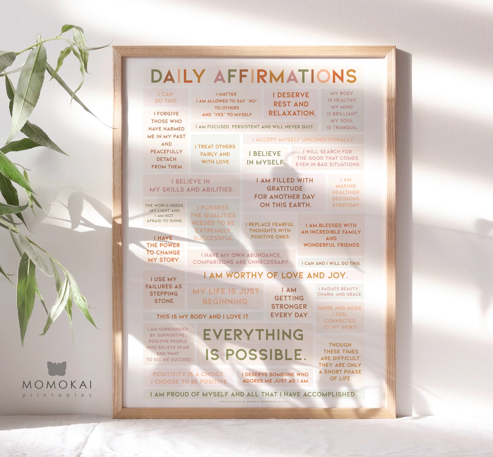 Daily Affirmations Printable Poster Encouragement Mantras - Etsy