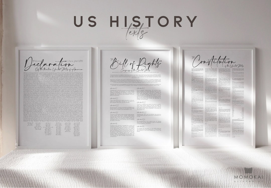Constitution, Bill of Rights, Declaration of Independence Print Set ...