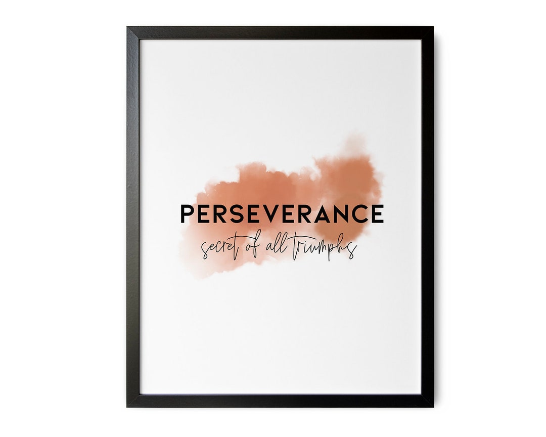 Perseverance Definition, Watercolor Quote Print, Modern Office Decor ...