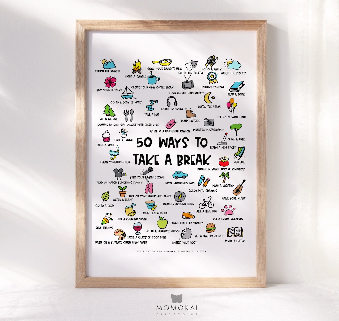Office Break Room Art: 50 Ways to Take a Break (digital Download) - Etsy