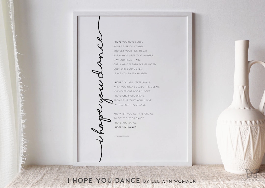 I Hope You Dance Song Print, Lee Ann Womack, Printable Wall Art ...