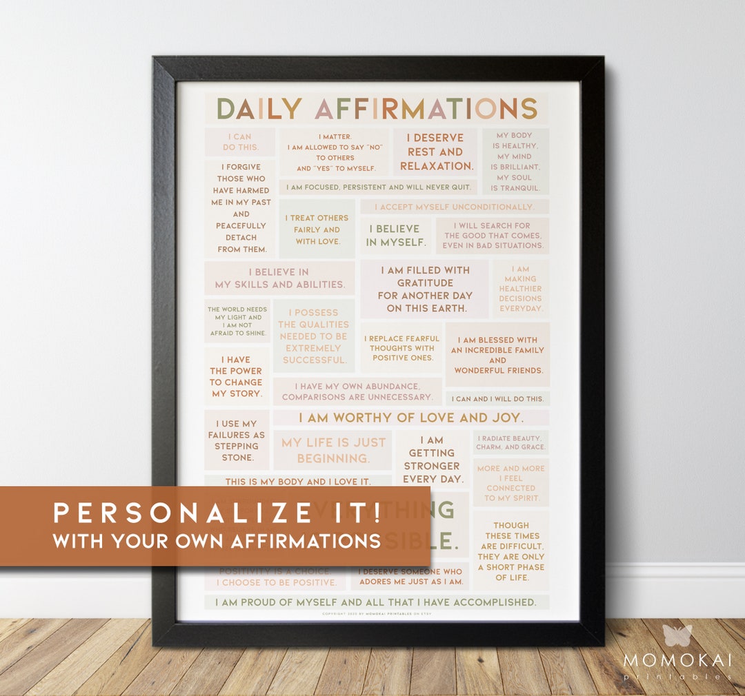 Personalized Daily Affirmations Poster | Custom 5 Mantras | Mindset ...