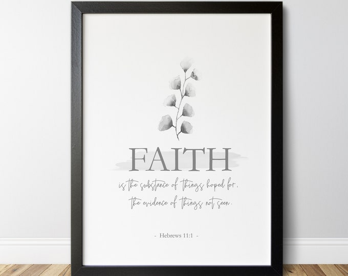 Hebrews 11:1 Scripture Print, Bible Verse Quote Poster Wall Art, Modern ...