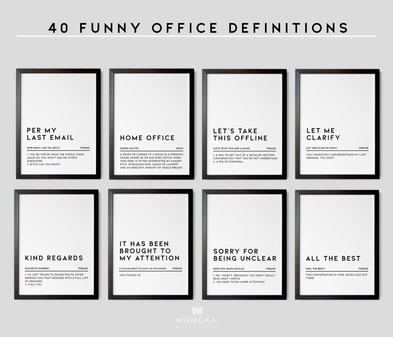 Office Funny Definitions Work From Home Office Funny Zoom | Etsy
