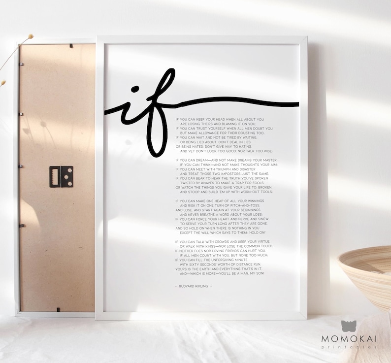 If Poem Print by Rudyard Kipling If Printable Poster - Etsy