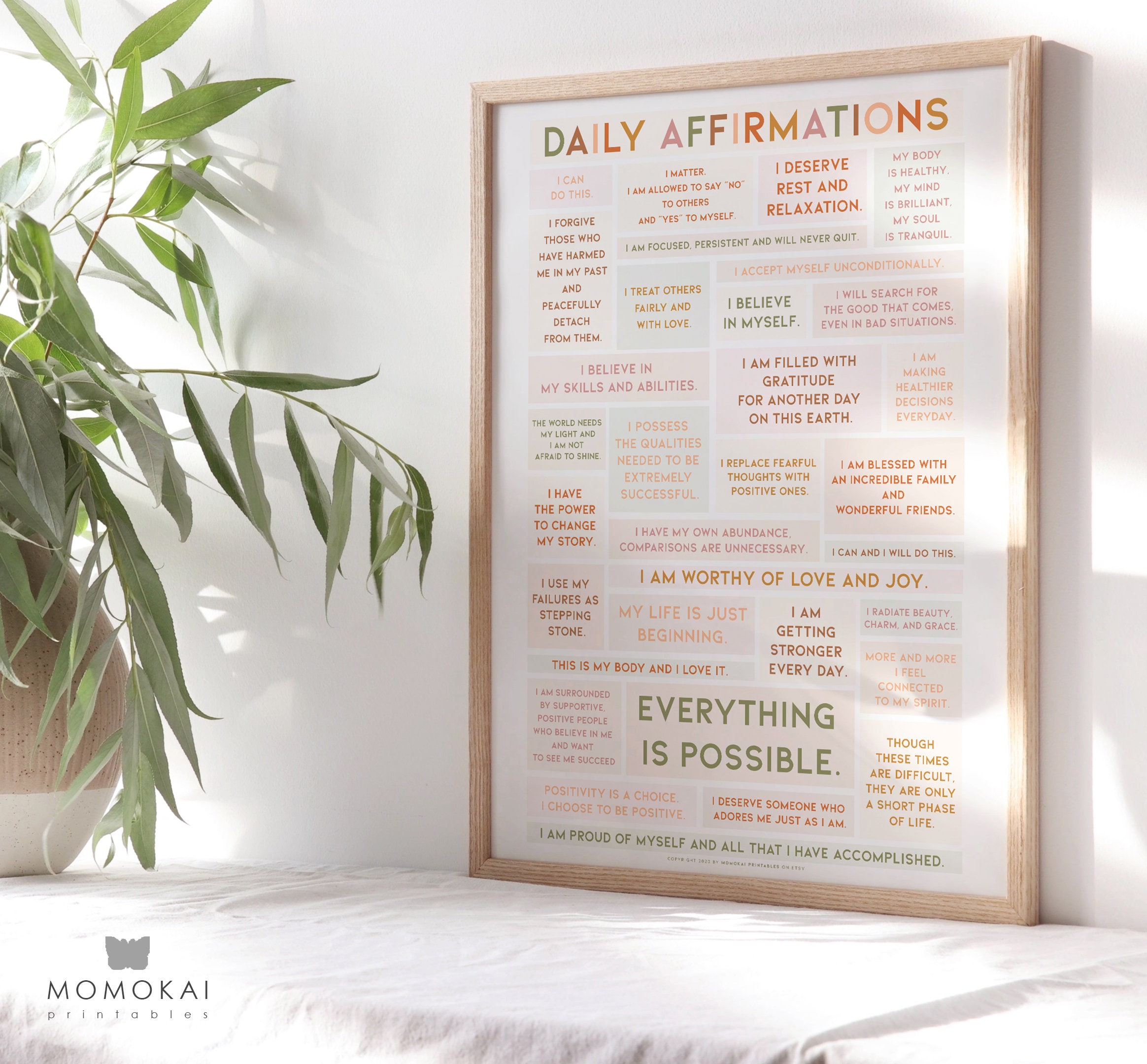 Daily Affirmations Printable Poster Encouragement Mantras - Etsy