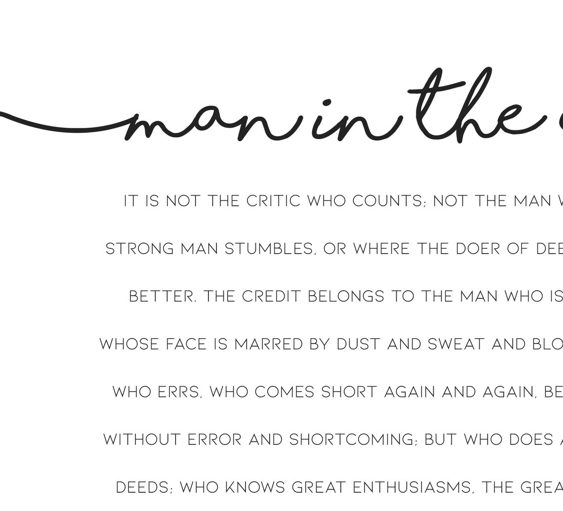 The Man in the Arena quote Man in the Arena printable | Etsy