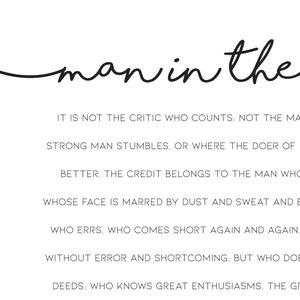 The Man in the Arena Quote, Man in the Arena Printable, Theodore ...