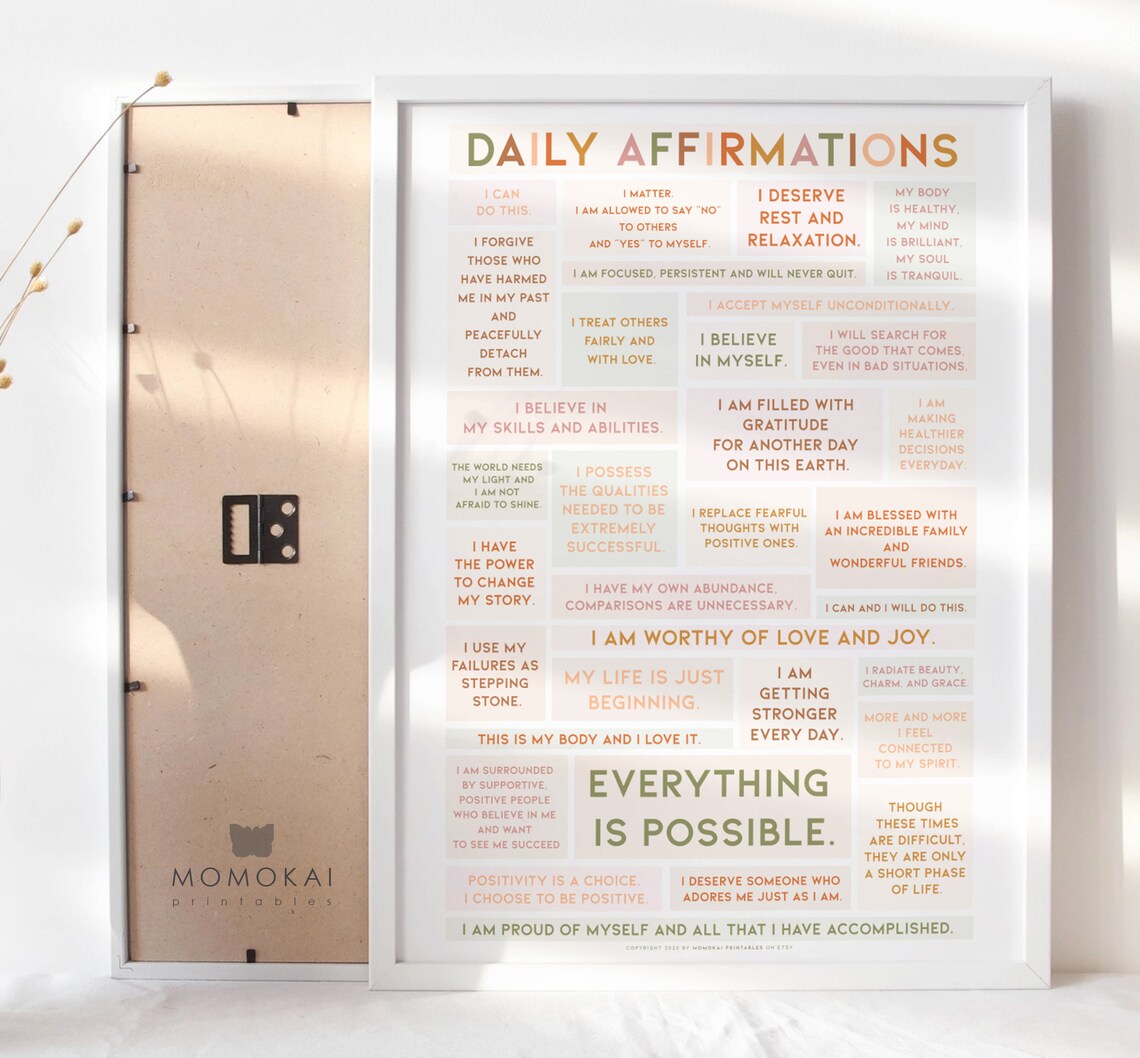 Daily Affirmations Printable Poster Encouragement Mantras - Etsy