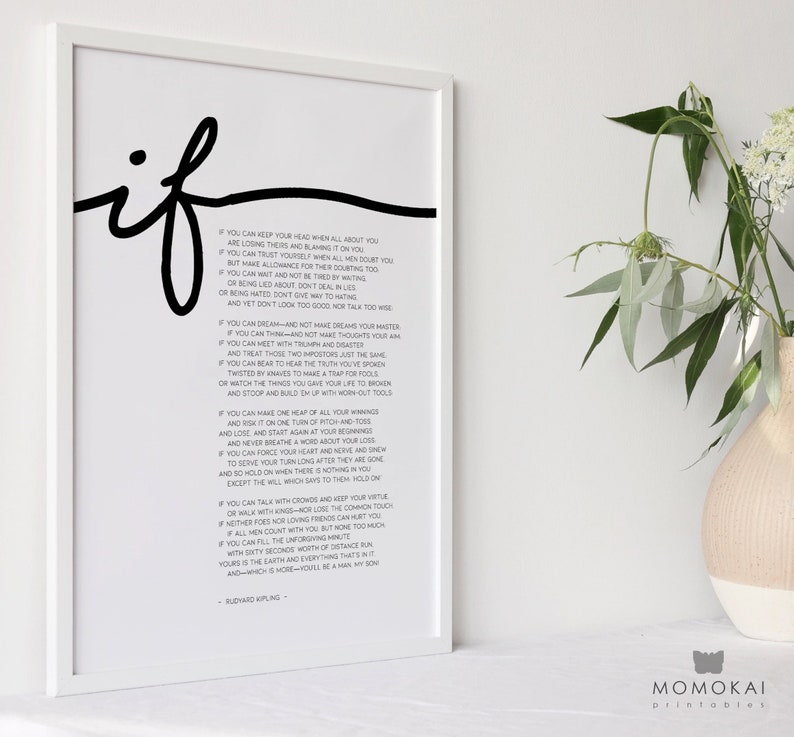 If Poem Print by Rudyard Kipling If Printable Poster - Etsy